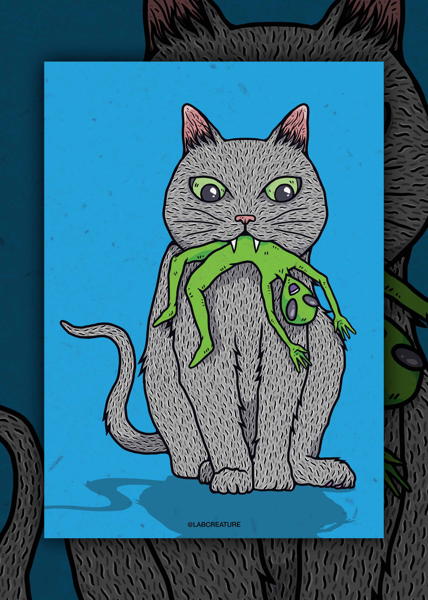 My Cat Caught An Alien! Art Print – LABCREATURE, LLC